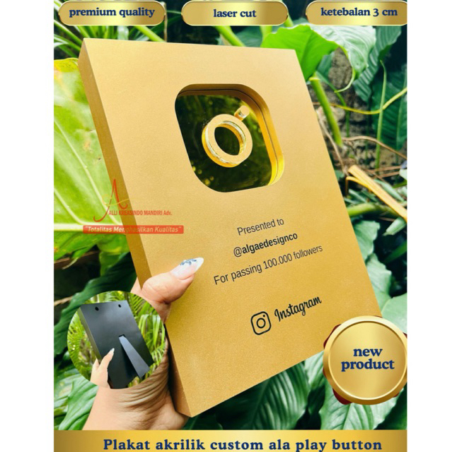 Jual (NEW) Plakat Akrilik Play Button custom by request plakat ...