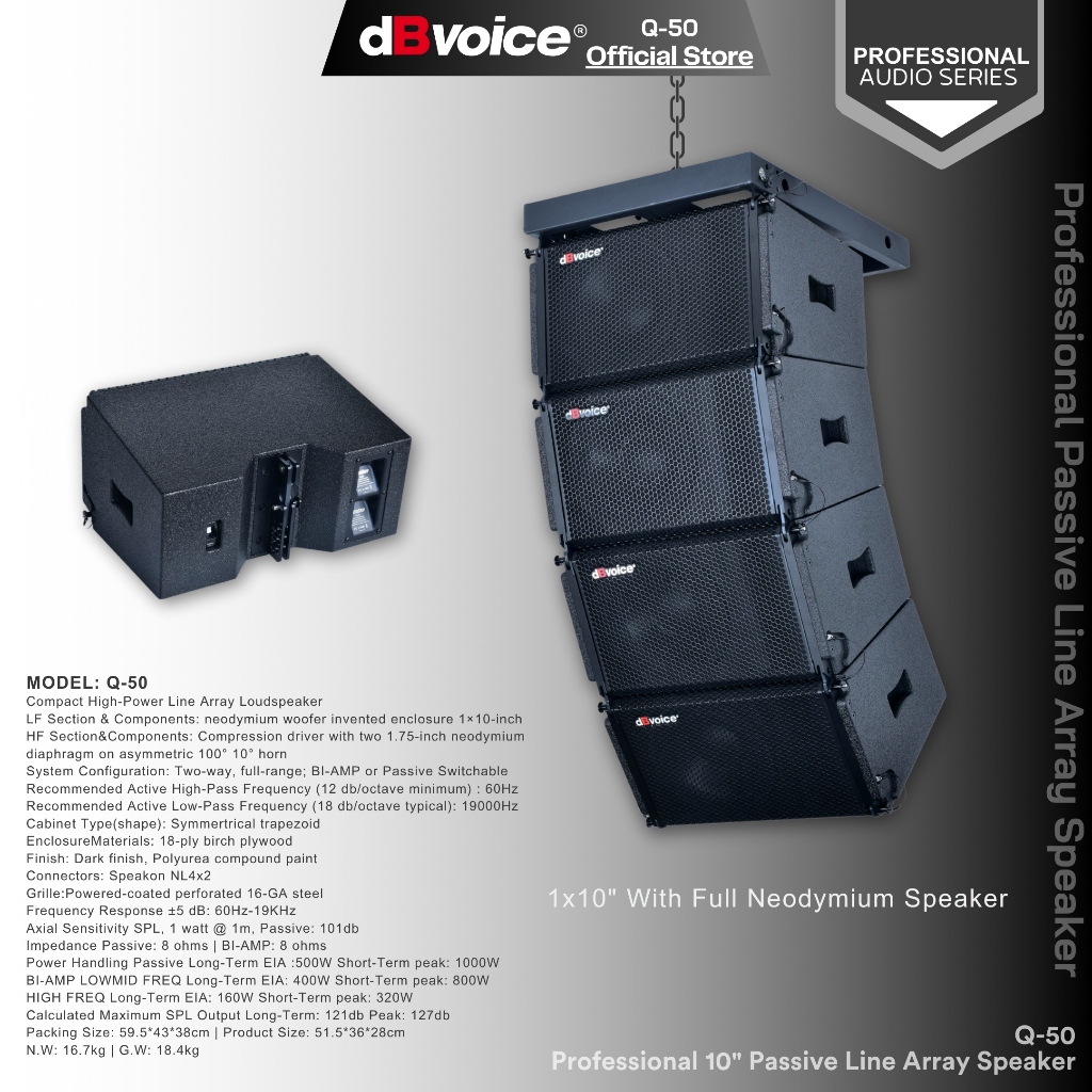 Jual Professional Passive Line Array Speaker Full Neodymium 1x10 ...