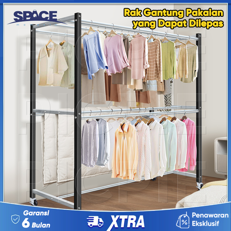 Jual PACPIE Rak Gantungan Baju Serbaguna / Jemuran Hanger Tabung Baja ...