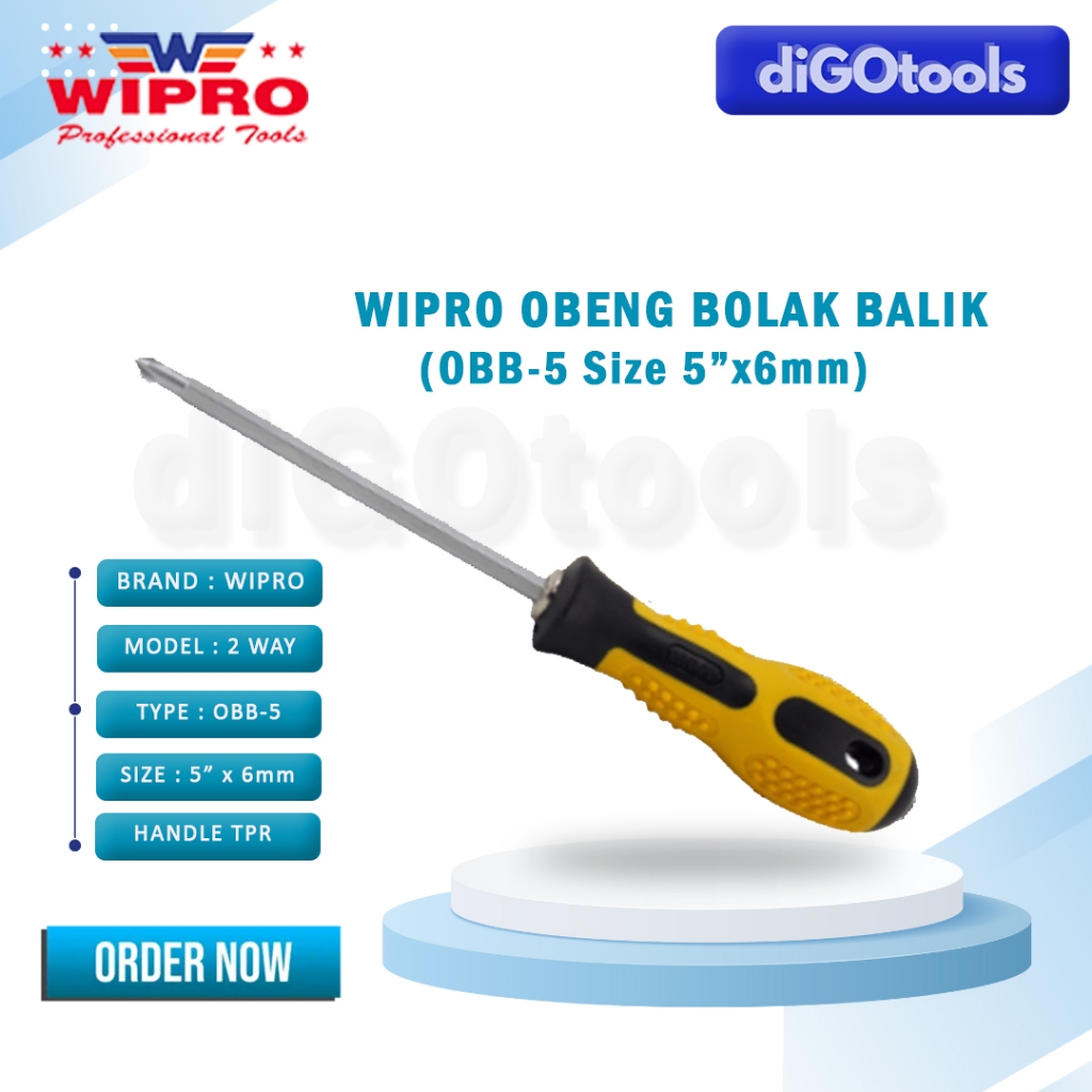 Jual Wipro obeng bolak balik handle TPR ukuran 5 Inch | Shopee Indonesia