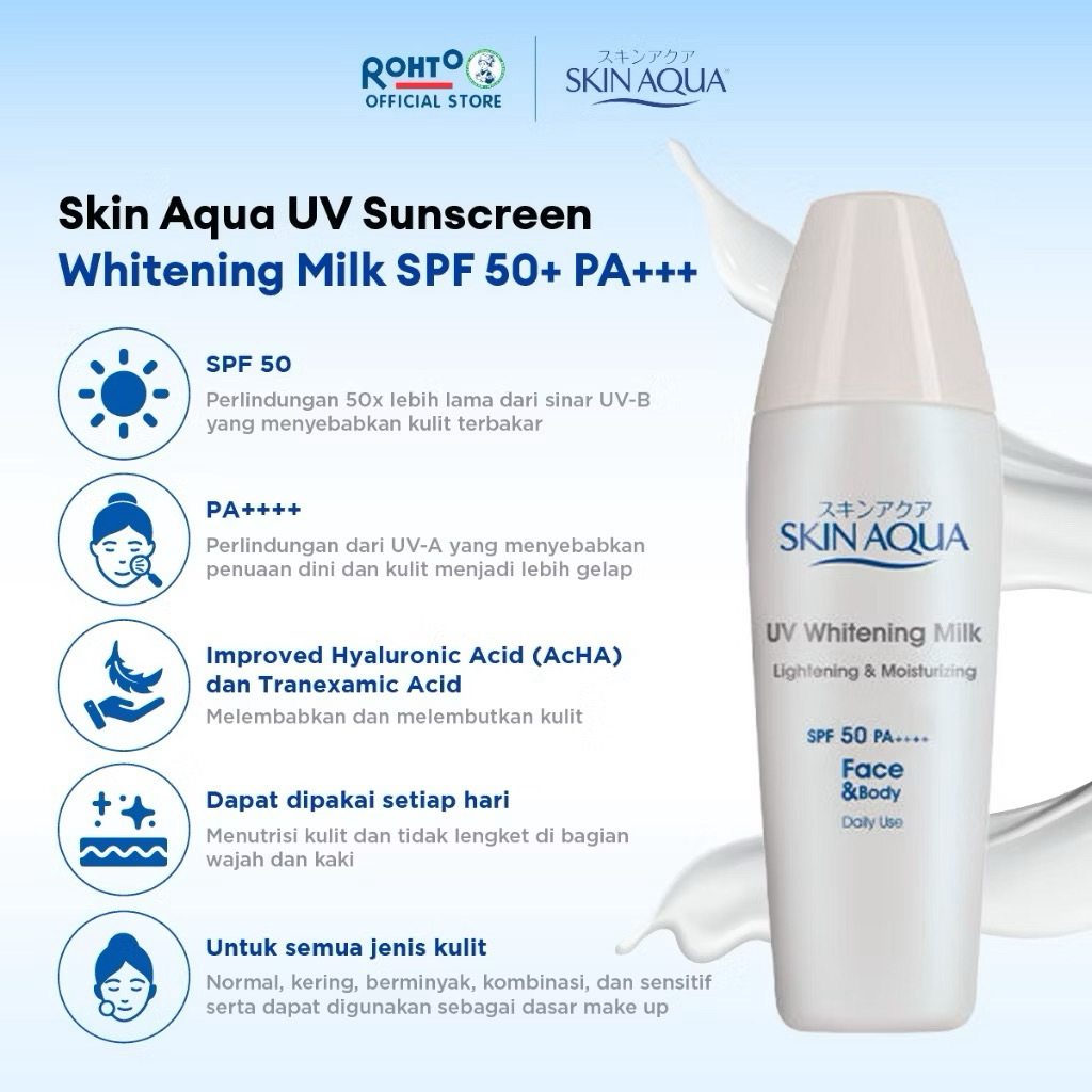 Jual Skin Aqua UV Sunscreen Whitening Milk SPF 50, PA++++ - 40 gr ...