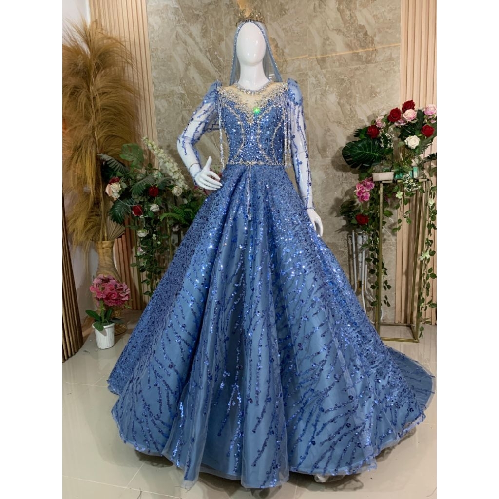 Jual Gaun pengantin denim murah/gaun pengantin murah/ball gown denim ...