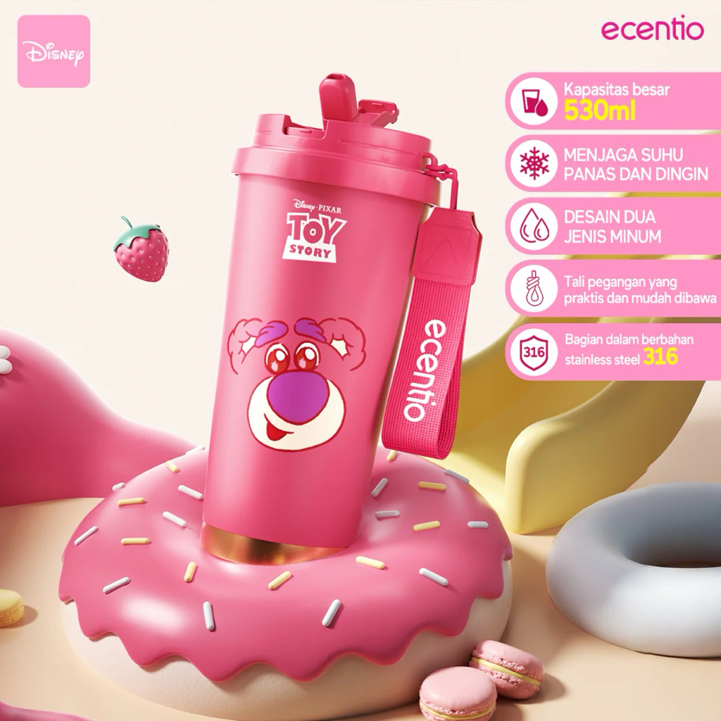 Jual 【Disney】ecentio x Lotso Sederhana Fashion Tumbler Minum Tahan ...