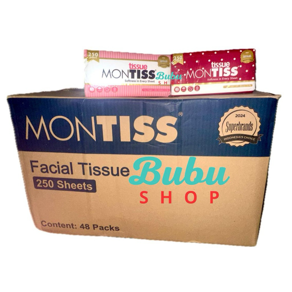 Jual ( 1 DUS ) Tissue Montiss 250 sheets 2ply ( 48 pcs / 1 Dus ...