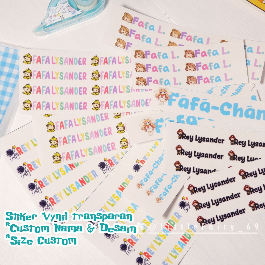 Jual [Little Fairy] Stiker Vynil Transparan / Stiker Nama Custom ...