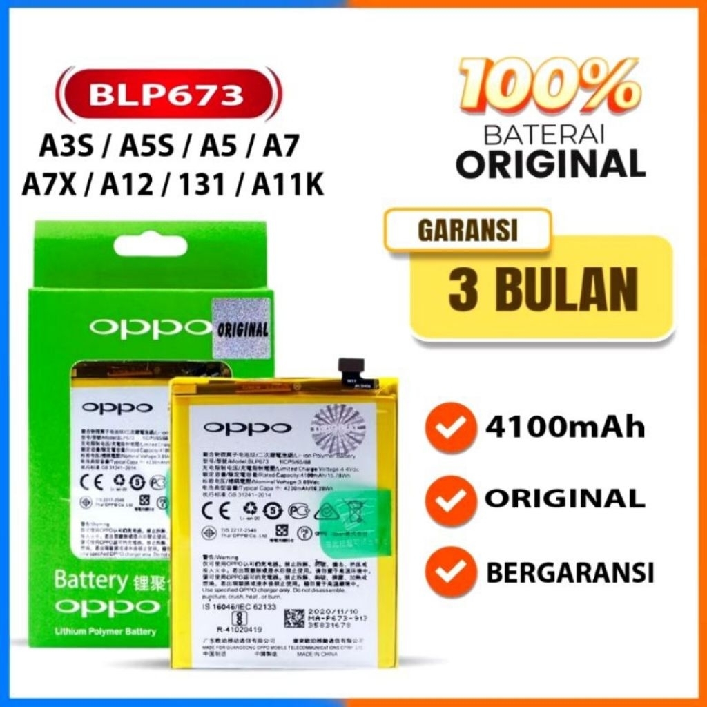 Jual BATERAI ORIGINAL BLP673 OPPO A3S / A5S / A31 2020 / A12 / A7 /A11K ...
