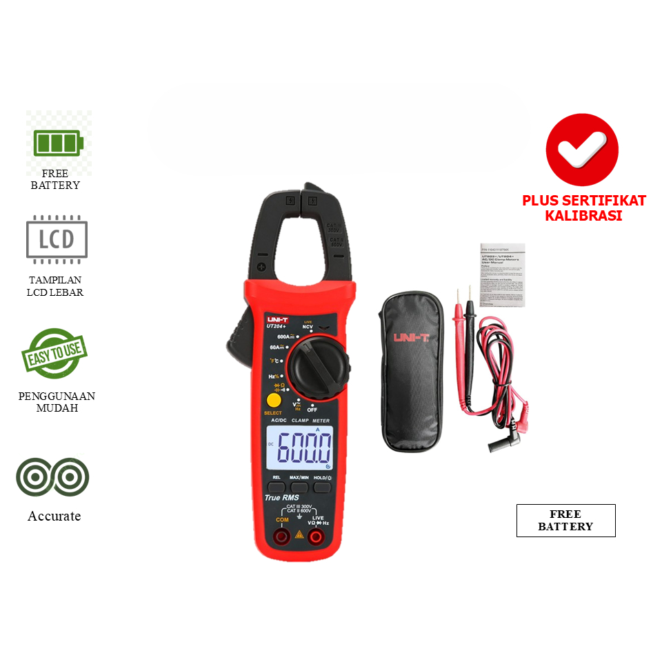 Jual UNI-T UT204+ UT 204+ Clamp Meter Multimeter Digital Clamp Tang ...