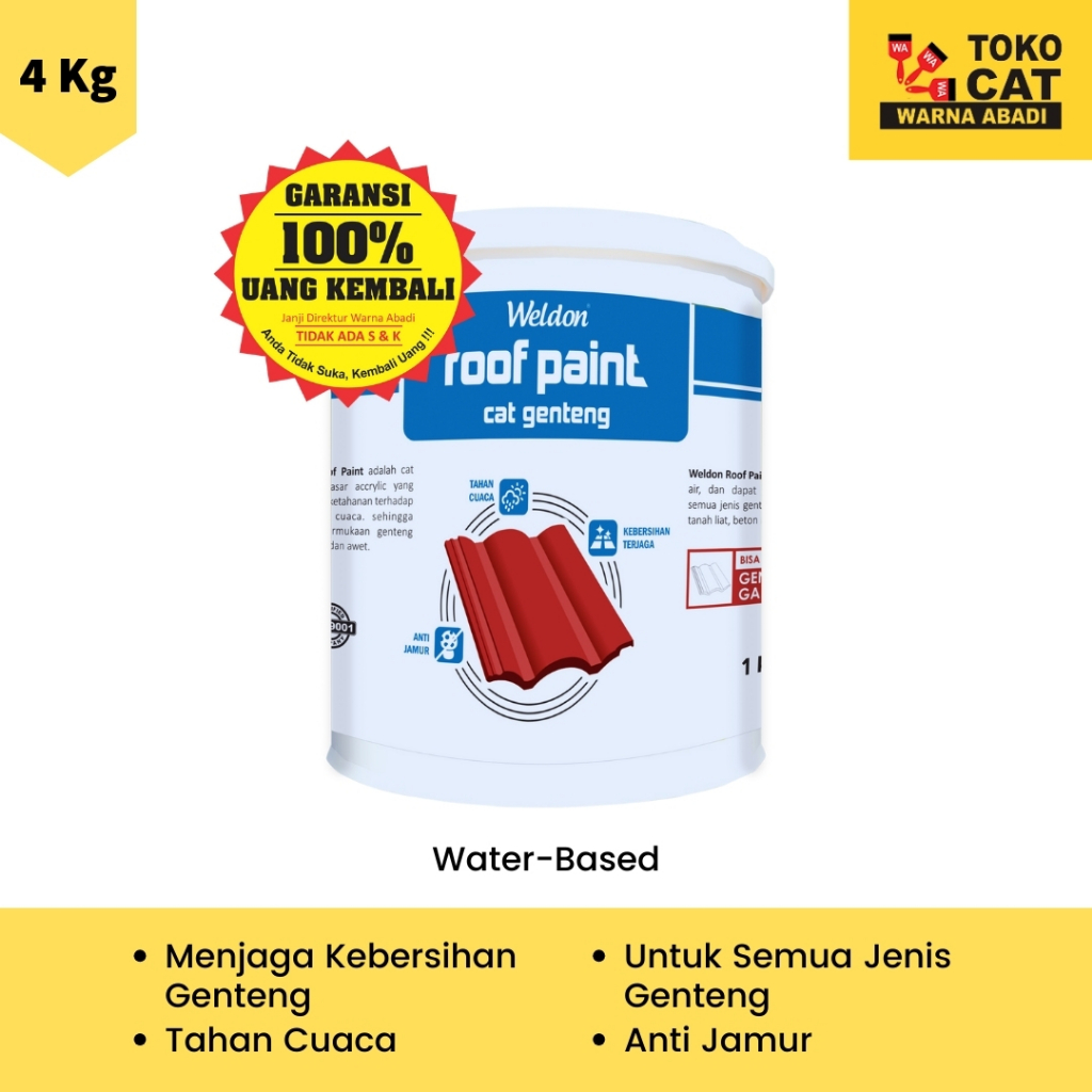 Jual CAT GENTENG WELDON ROOFPAINT 4 KG | Shopee Indonesia