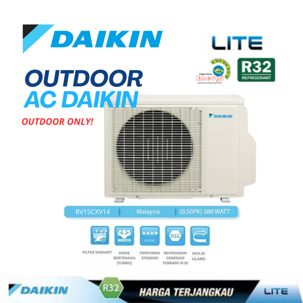 Jual Outdoor AC Daikin Malaysia Standart R32 RV15CXV14 1/2 PK BARU | Shopee Indonesia