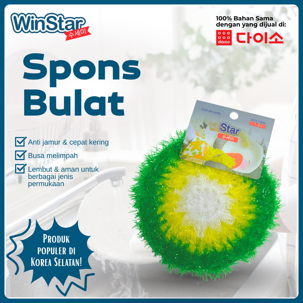 Jual WinStar SPONS CUCI PIRING KOREA BULAT - Spons Scrubber Cuci Piring ...