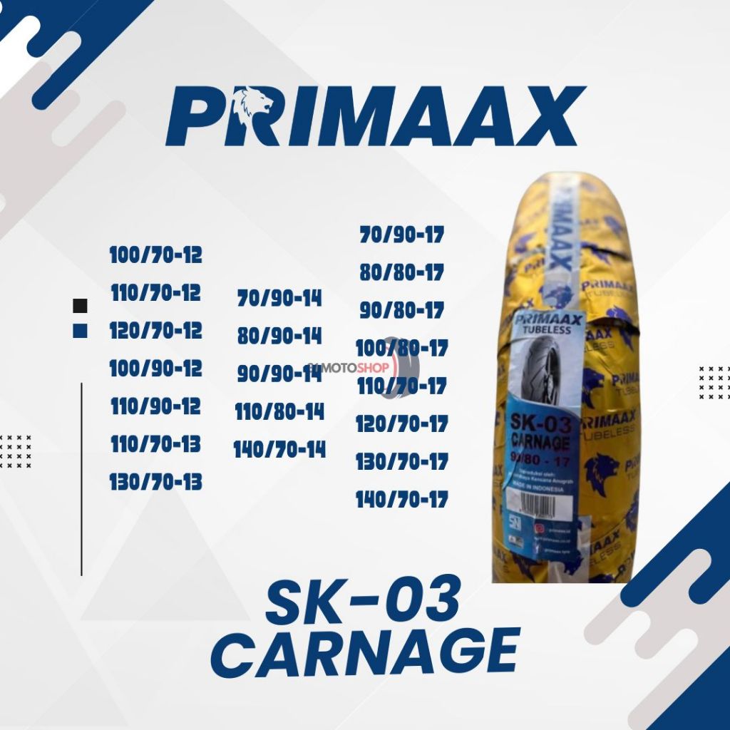 Jual Ban Motor Tubeless Primaax Primax SK 03 ring 12 13 14 17 untuk ...