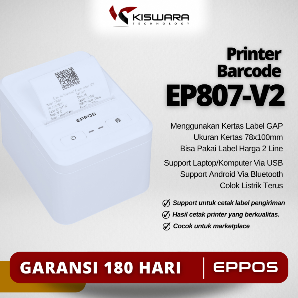 Jual Printer Barcode Label Harga & Resi Thermal EPPOS EP807 - USB ...