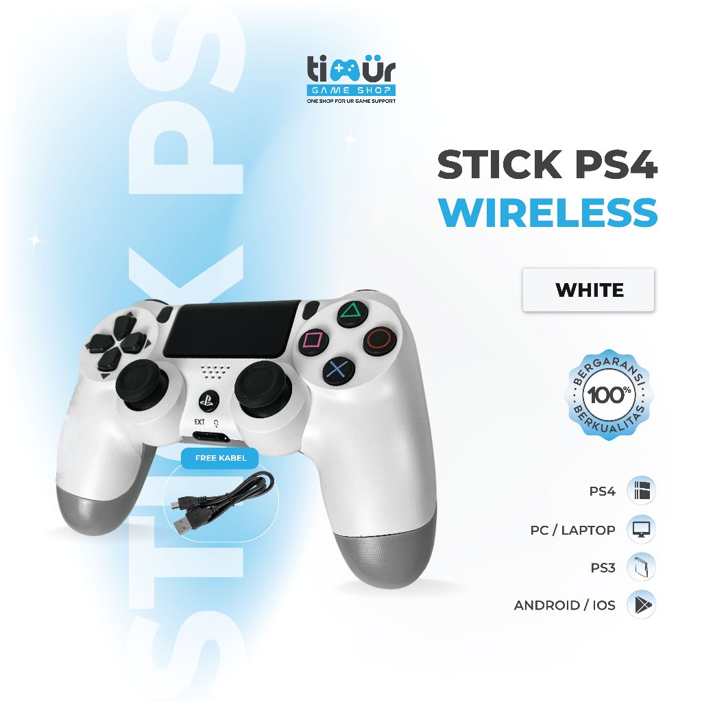 Jual Stick Stik Controller PS4 Warna Putih Tanpa Dus + Free Charger ...