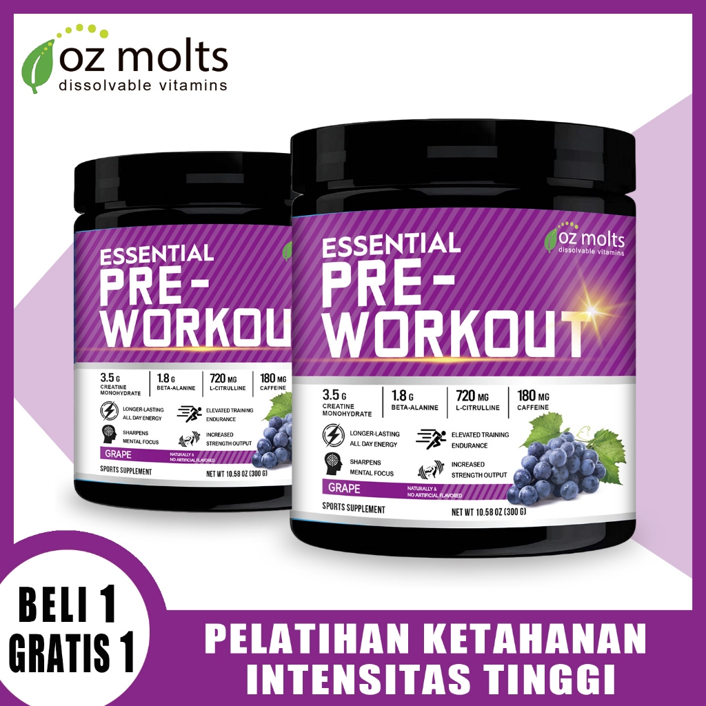 Jual Ozmolts Pre Porkout Powder with Creatine for Bubur cepat Endurance ...