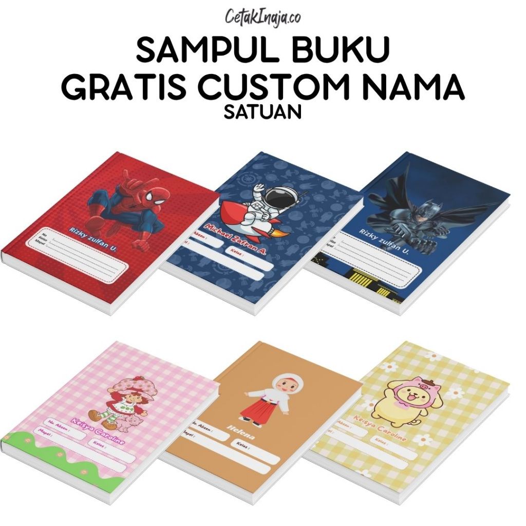 Jual Sampul Buku Tulis Custom Nama Satuan Tema cowo cewe | Shopee Indonesia