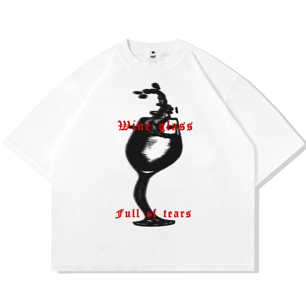 Jual Boxy Crop Fit Tees Wine Glass Putih 16s Revolt Lab T-Shirt ...