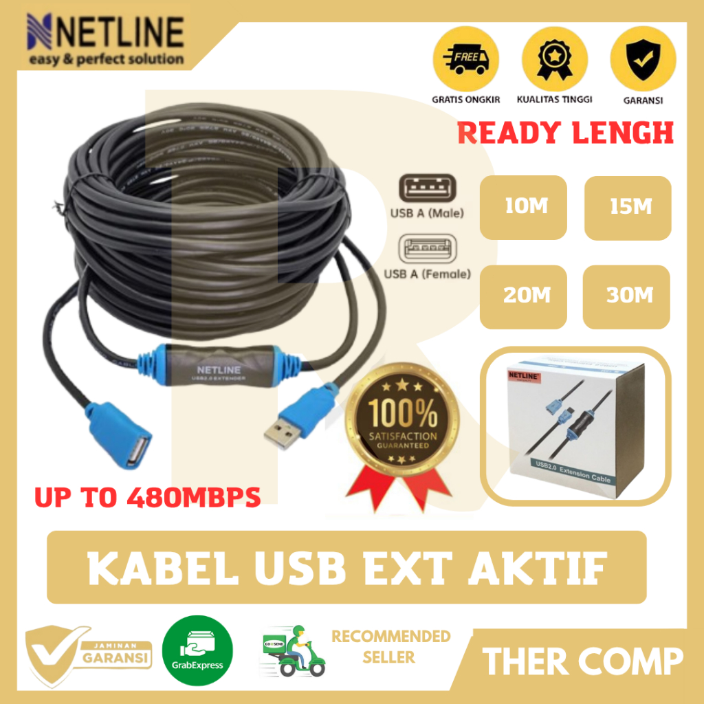 Jual Kabel USB Extension Aktif 15 Meter Cable USB Extender Active ...