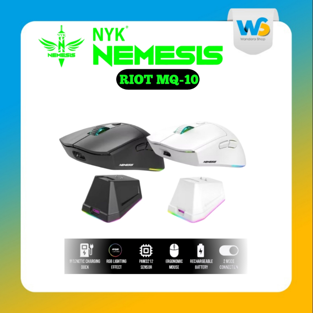 Jual NYK NEMESIS RIOT MQ10 MOUSE WIRELESS DUAL MODE RECHARGEABLE FREE ...