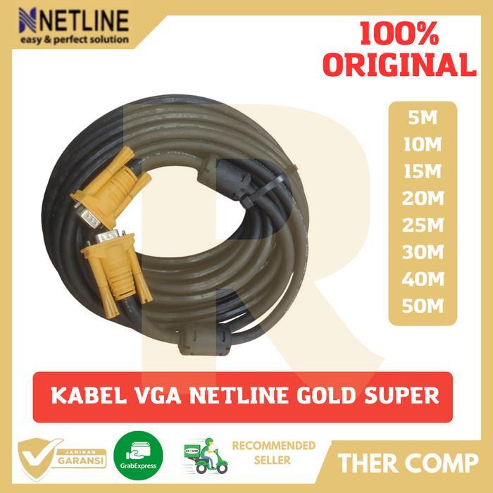 Jual KABEL VGA TO VGA NETLINE GOLD SUPER 5m 10m 15m 20m 25m 30m 40m 50m PREMIUM | Shopee Indonesia
