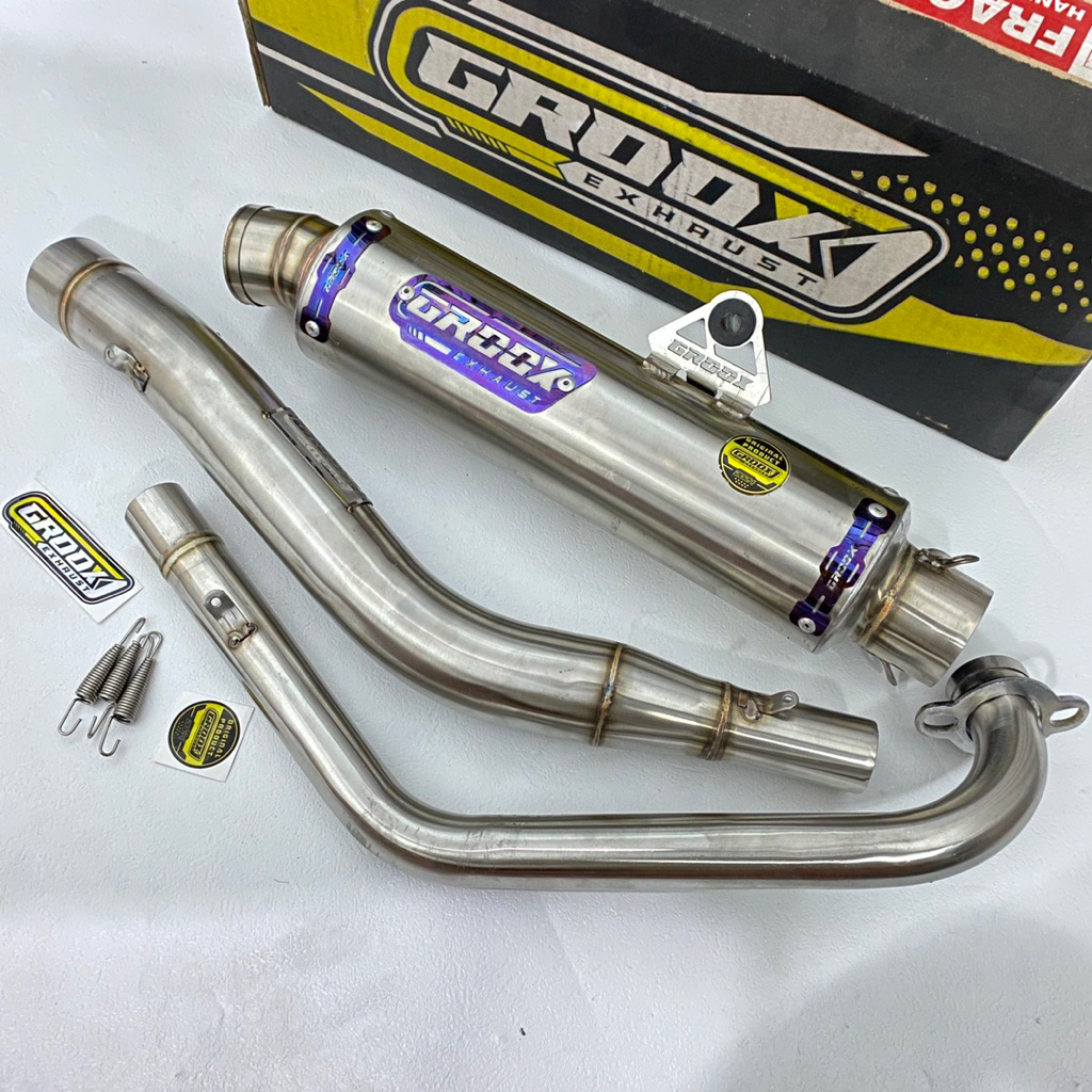 Jual Knalpot Fullsystem Original Groox Exhaust Bulat Rata PnP All Motor ...