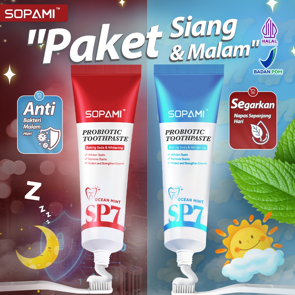 Jual SOPAMI SP7 Pro Probiotik Pasta Gigi Paket Siang & Malam Tooth ...