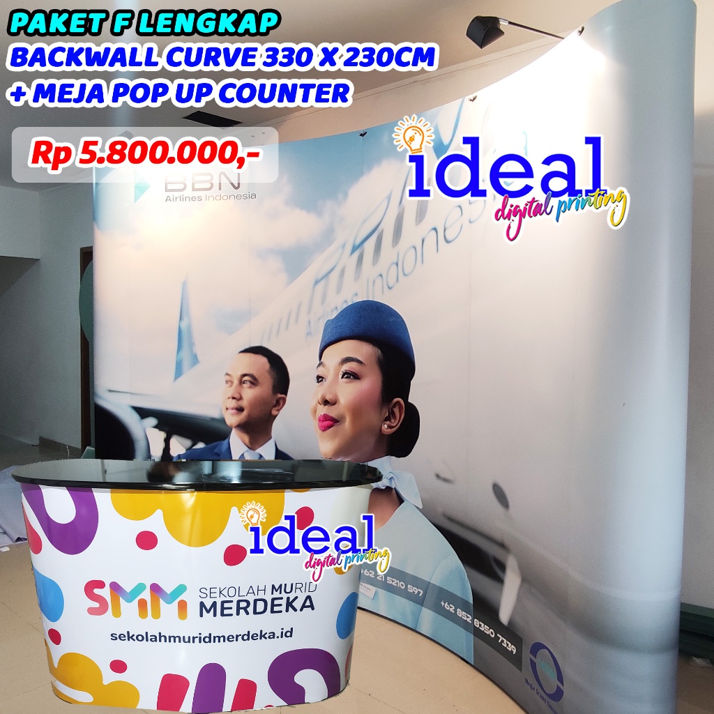 Jual PAKET Backwall Backdrop pameran portable modul 3x4 CURVE + MEJA ...