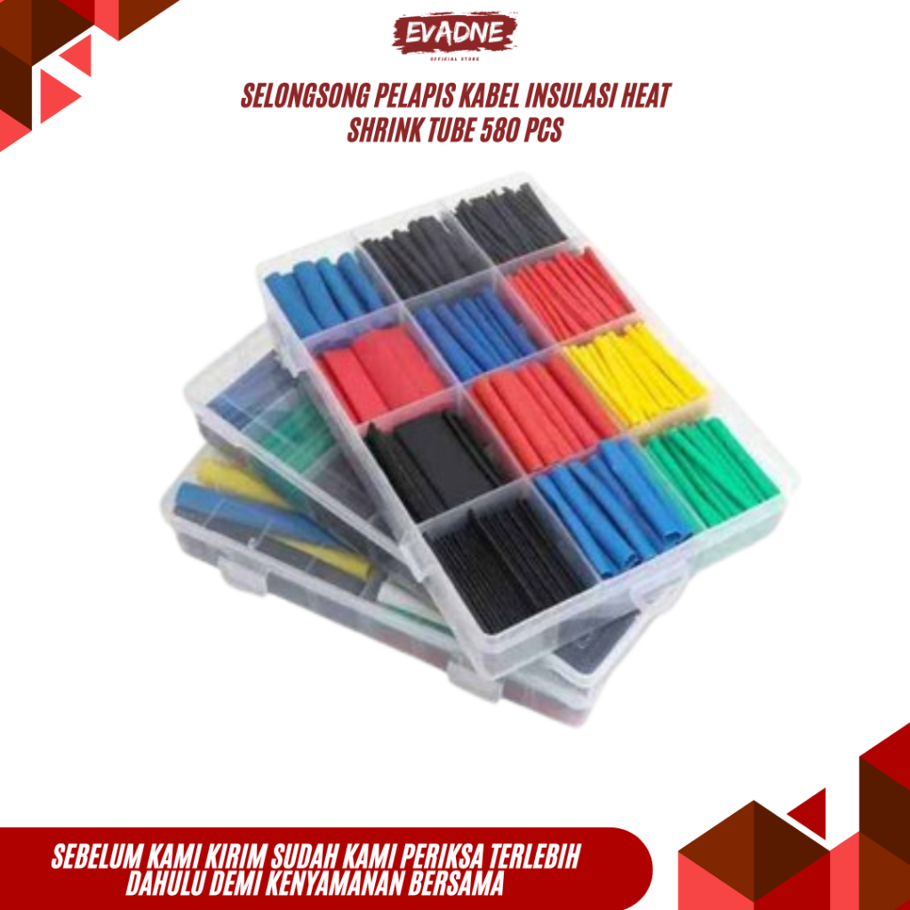 Jual 580pcs Set Kabel Bakar Heat Shrink Bahan Polyolefin Warna Warni ...