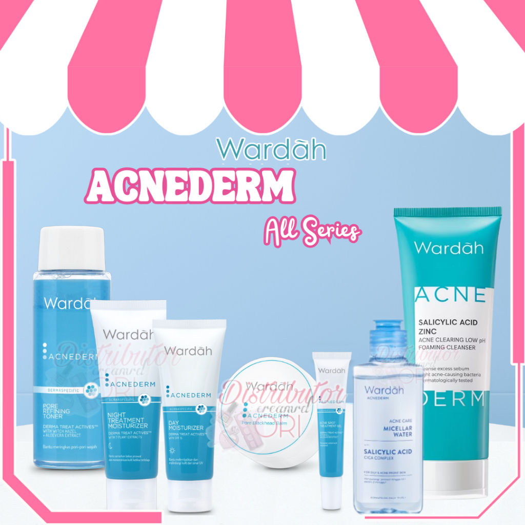 Jual Wardah Acnederm Series Cleanser Toner Day Night Cream Acne Pore ...
