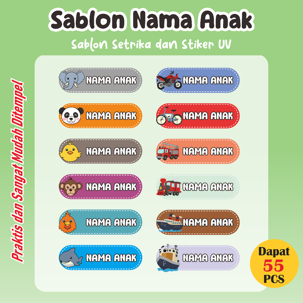 Jual Stiker Kain Custom 55 PCS Stiker Label Nama Kain Baju Anak Sablon ...