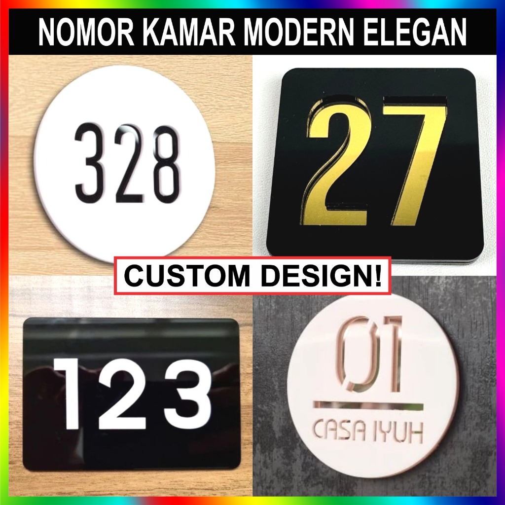 Jual Nomor Pintu Kamar Kost Hotel Nomor Meja Loker Akrilik Modern ...