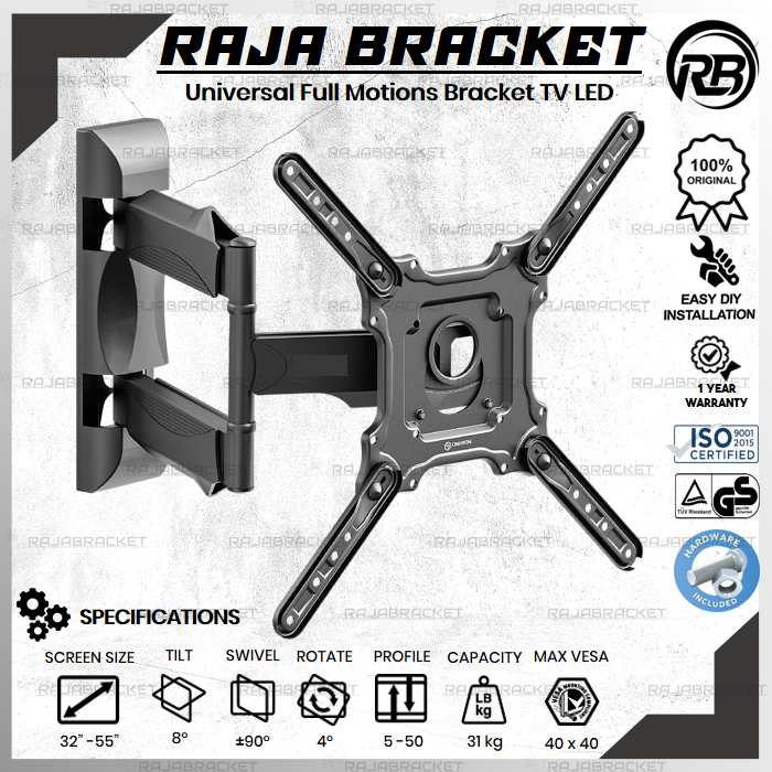 Jual Braket tv | Breket tv | Bracket tv swivel 32 40 42 43 50 55 60 inch Full Motion Maju Mundur ...