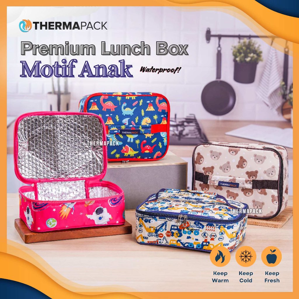 Jual ThermaPack Premium Motif Lunch Box | Tas Bekal Anak Makan | Kids ...