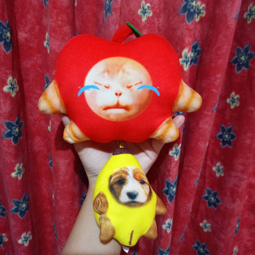 Jual Ganci Boneka Meme Kucing Apel dan Guguk Pisang Bisa Bunyi (Baca ...