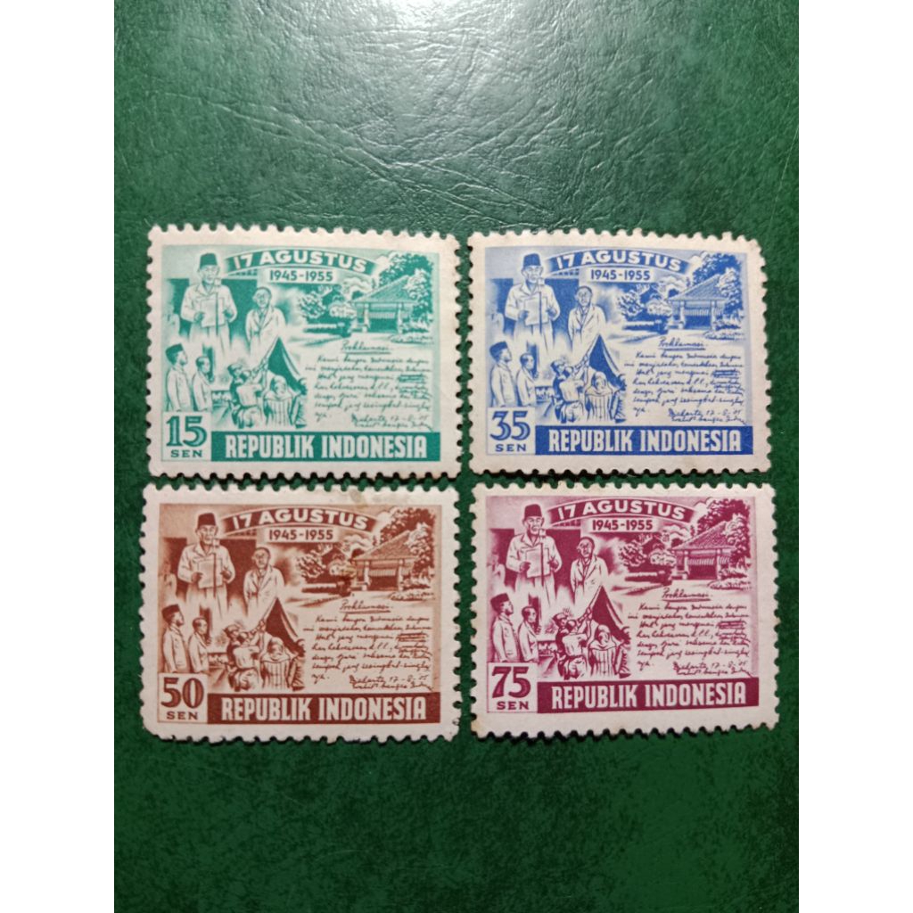 Jual Prangko Indonesia 4 Pcs 10 Tahun Merdeka Tahun 1955 UN USED ...
