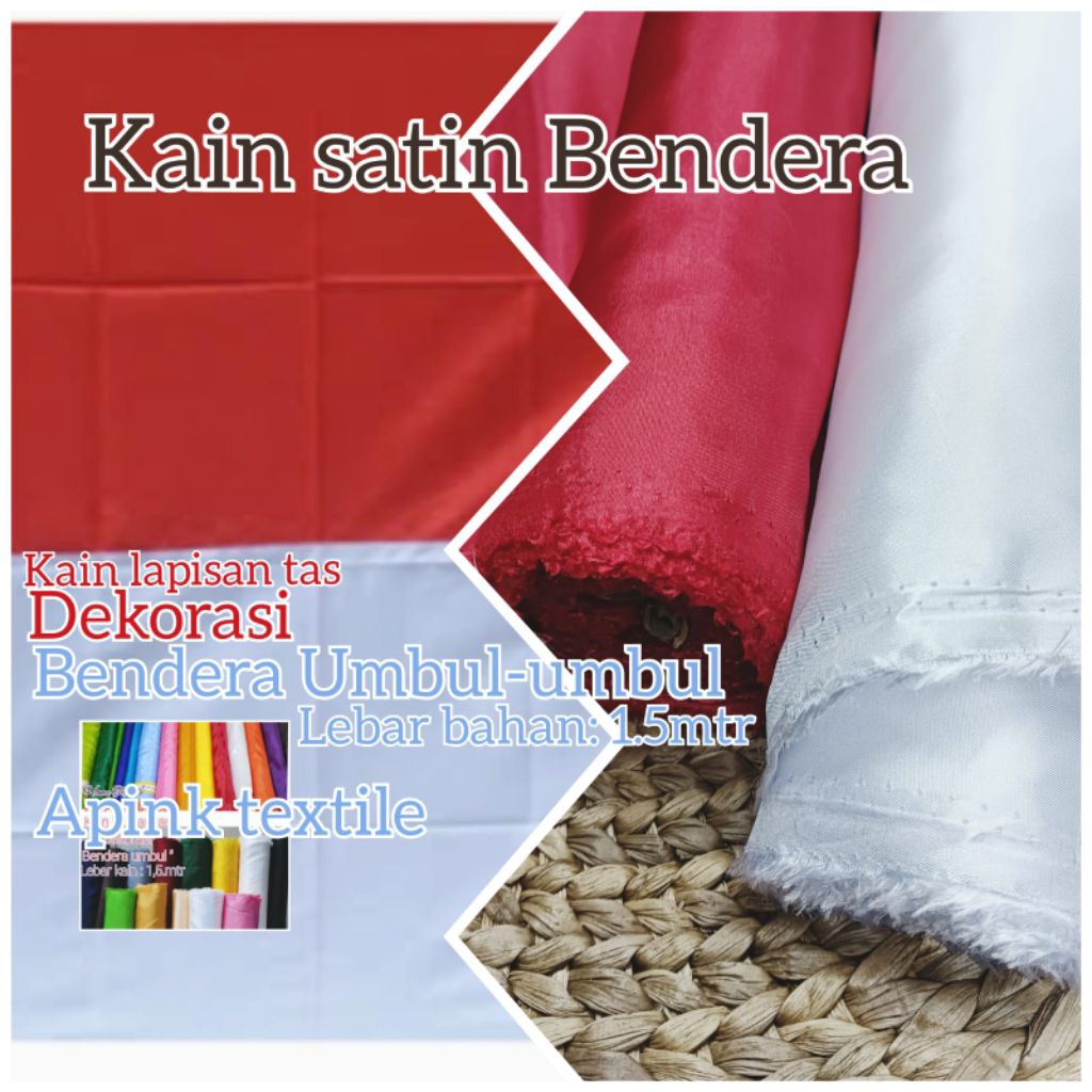 Jual kain bendera polos lebar kain satin peles lebar 1.50cm bahan ...
