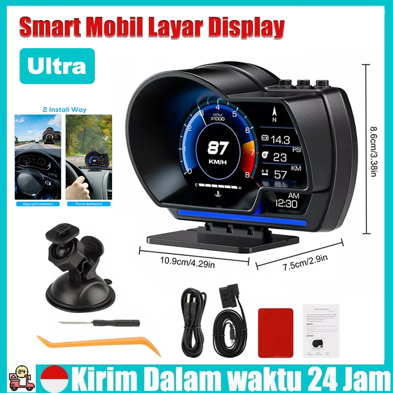 Jual 【Stok Tersedia】HUD P6PRO Smart Mobil Layar Display OBD2 + GPS ...
