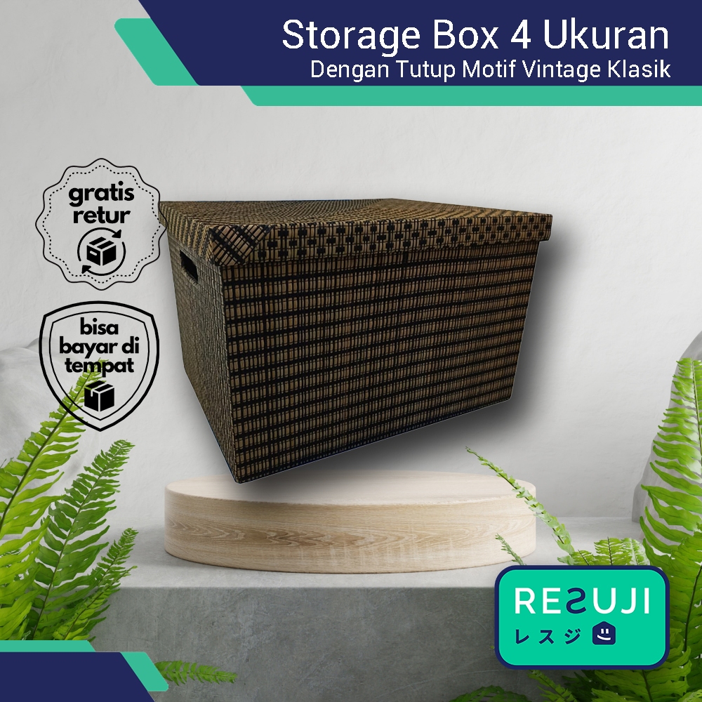 Jual Storage Box Keranjang Serbaguna Dengan Tutup Model Vintage Kotak ...