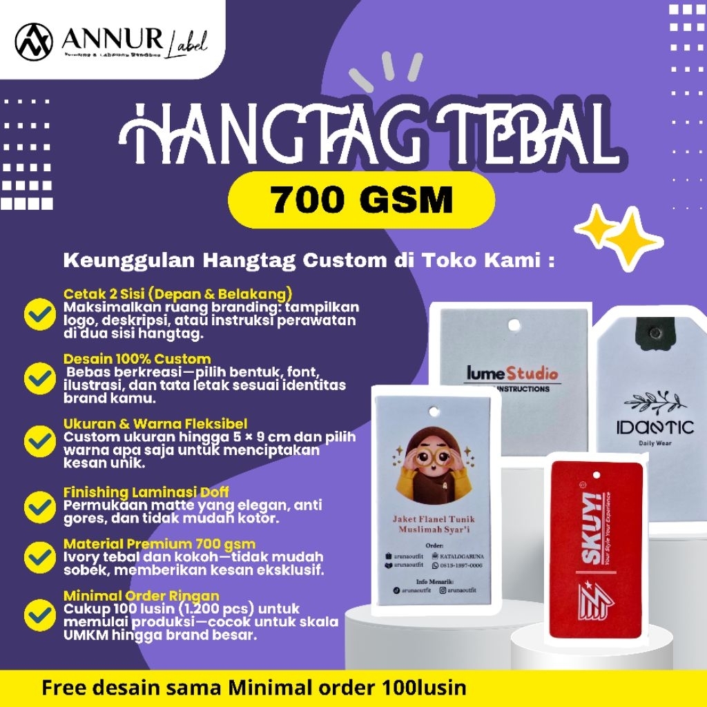 Jual free desain hangtag tebal 700gram hang tag premium handtag baju ...