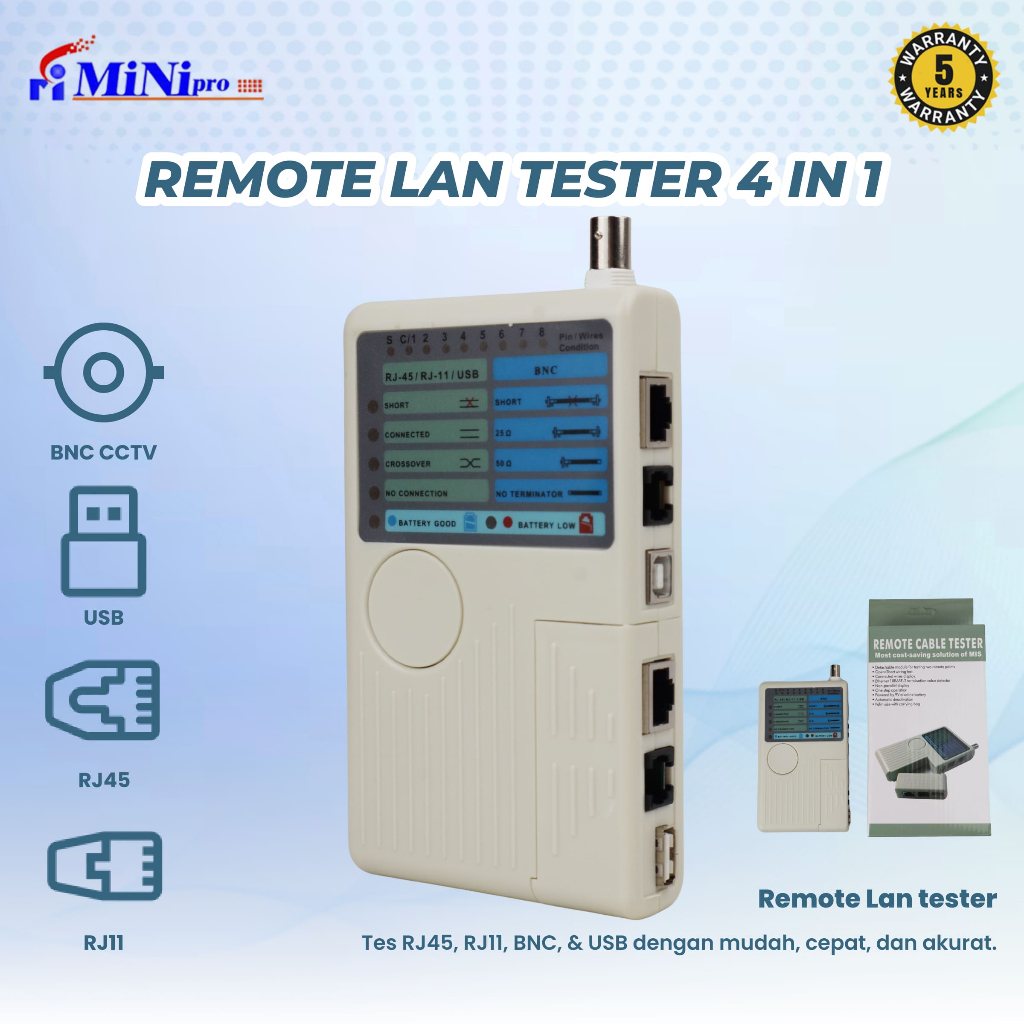 Jual Minipro LAN RJ45 RJ11 USB BNC Remote Cable LAN Tester 4 in 1 ...