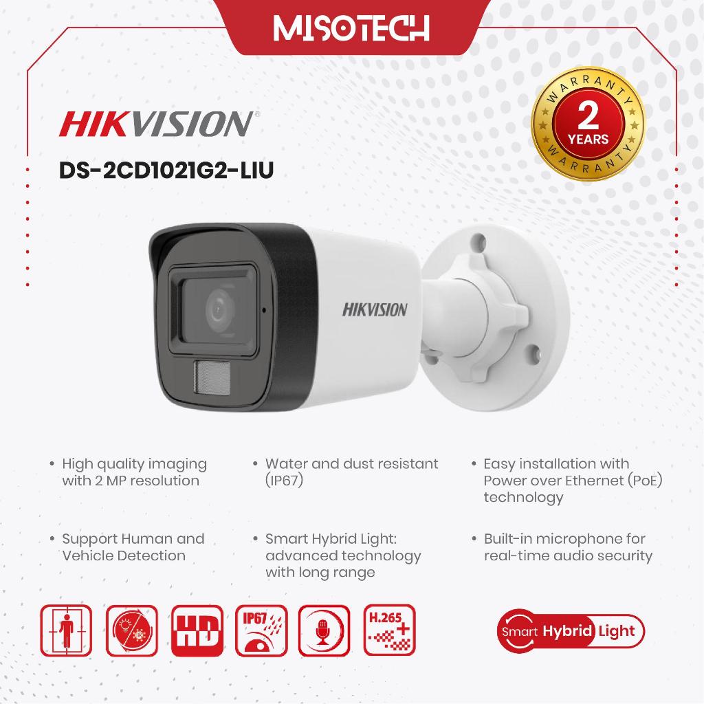 Jual Hikvision DS-2CD1021G2-LIU 2MP IP Camera Outdoor Smart Hybrid Light PoE Mic Audio | Shopee ...