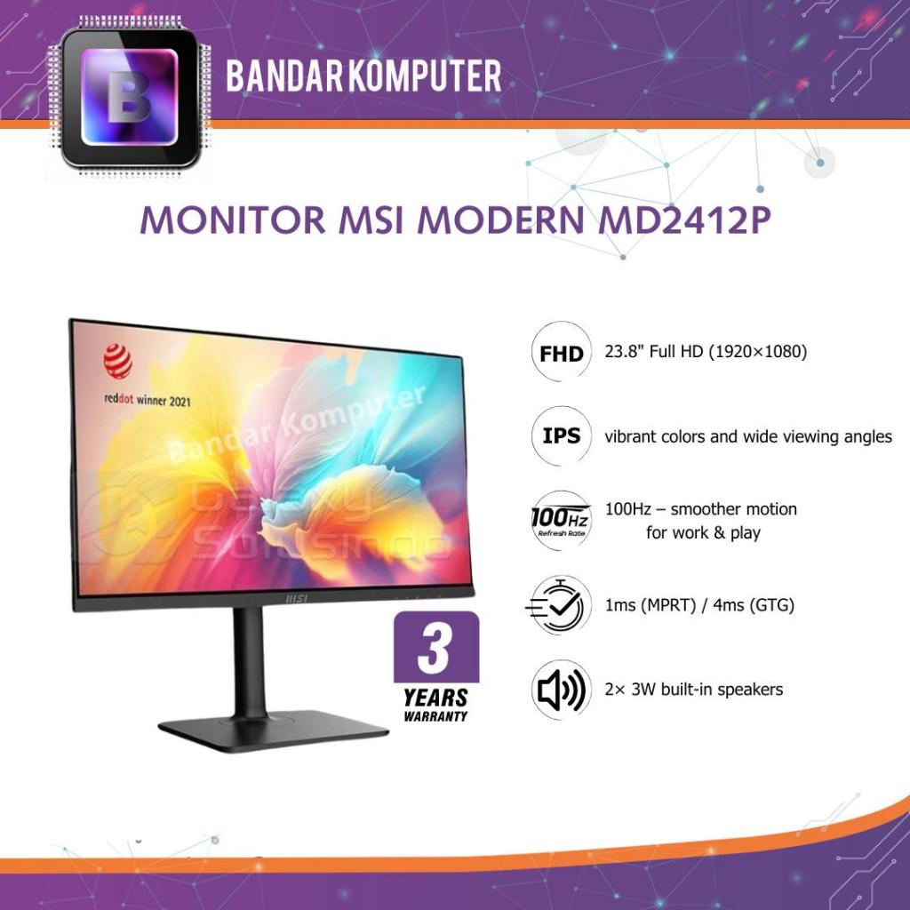 Jual MONITOR MSI MODERN MD2412P ( IPS-100Hz-FHD-HDMI ) Professional Monitor BLACK | Shopee Indonesia