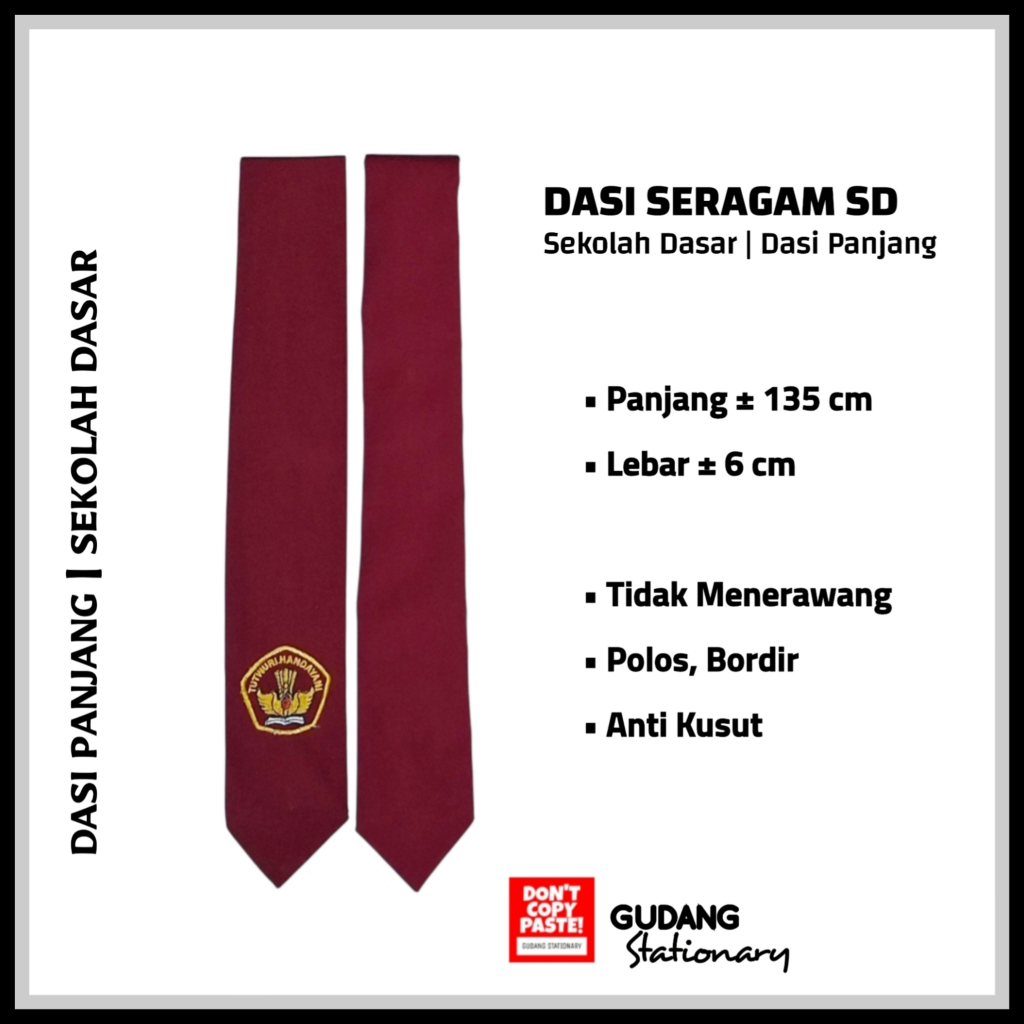 Jual Dasi Seragam SD Sekolah Dasar | Skinny Necktie | Merah Polos ...