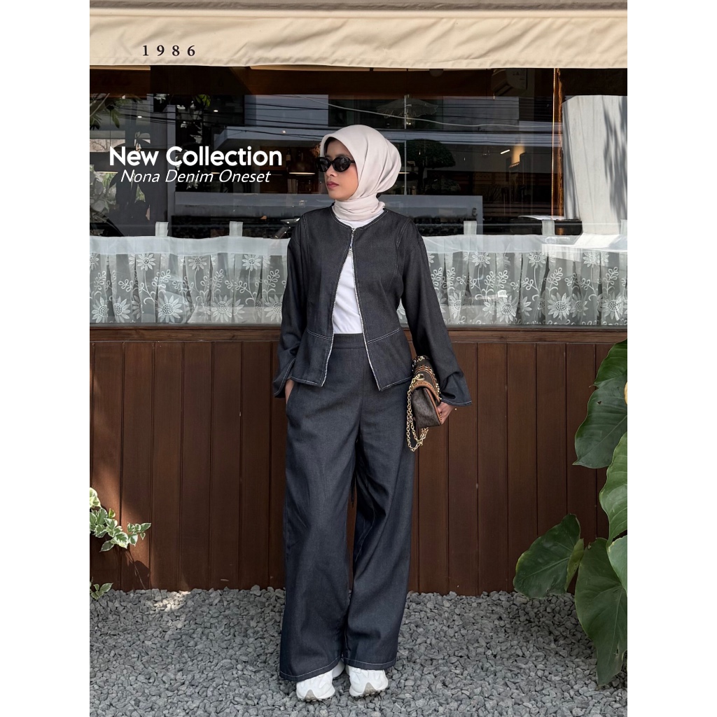 Jual Nona Denim Oneset - Oneset Denim - Oneset Jeans - Zipper Oneset ...