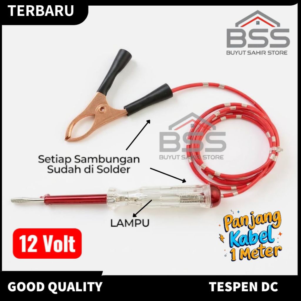 Jual OBENG TESTPEN KABEL DC 12V TESPEN KABEL AKI DC TEST PEN MOBIL ...