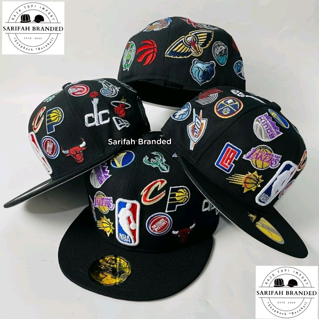 Jual Topi Build Up Full Bordir NBA All Logo Super AA+ Import - Topi ...