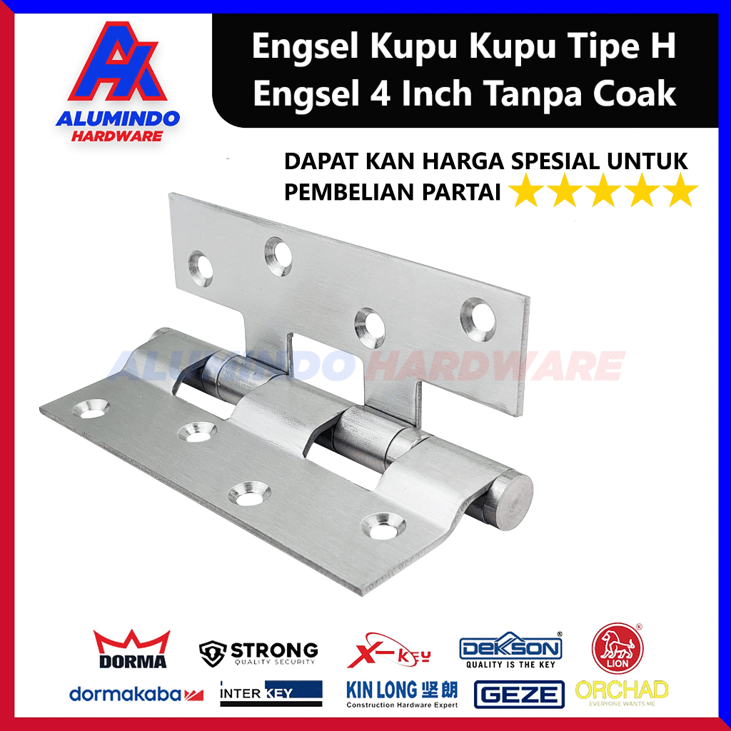 Jual Engsel Kupu Kupu Stainles 4 Inch Tipe H Polos | Shopee Indonesia