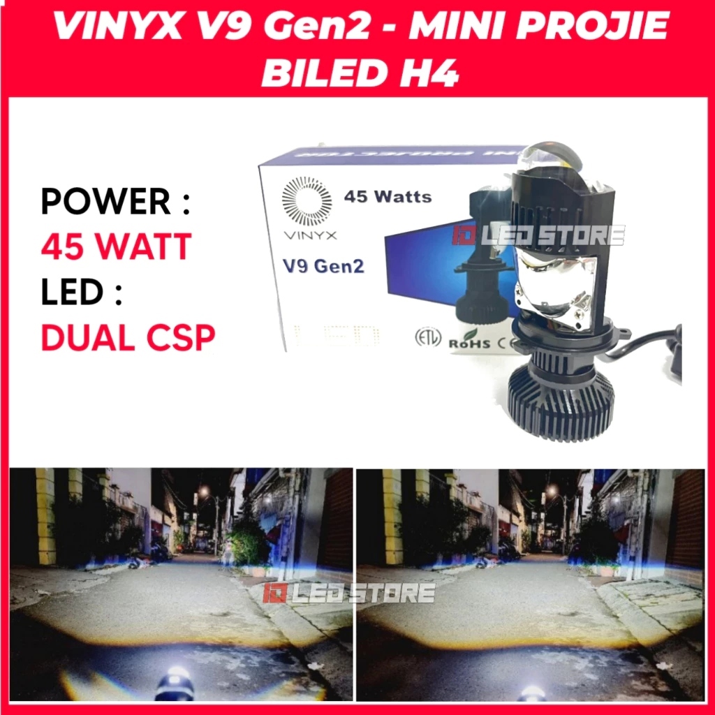 Jual Lampu LED H4 VINYX V9 GEN2 45 Watt Terbaru Mini Projector Lens Inlude Kipas Pendingin ...