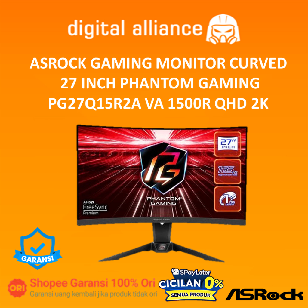 Jual ASROCK GAMING MONITOR CURVED 27 INCH PHANTOM GAMING PG27Q15R2A VA ...