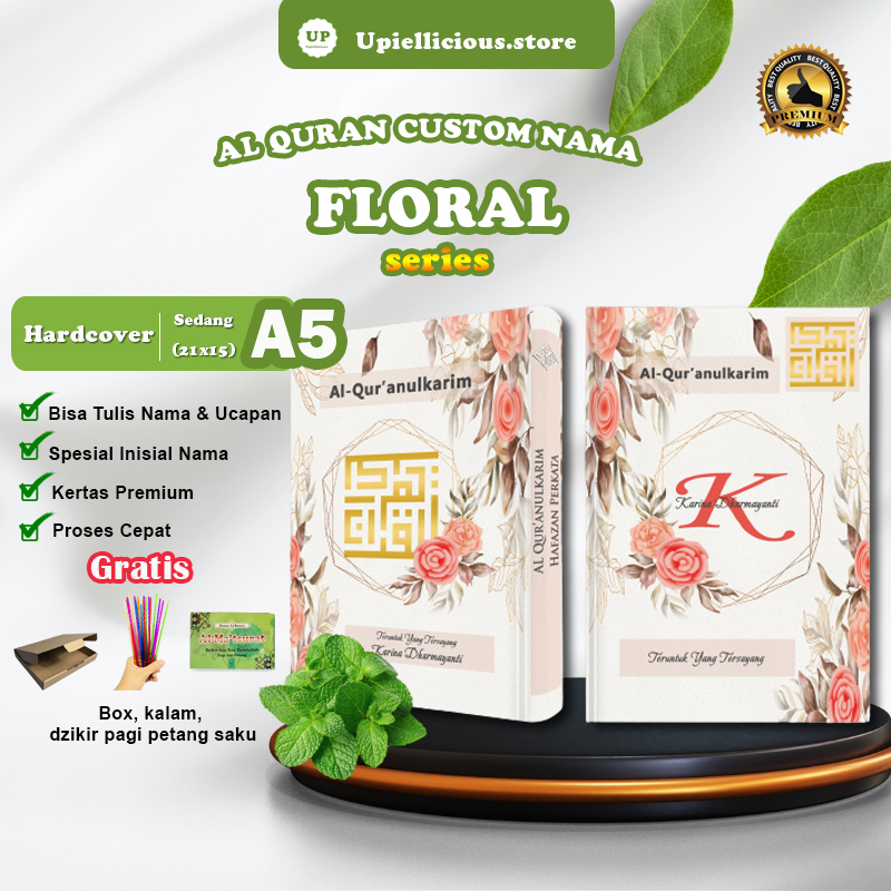 Jual Al Quran Custom Nama & Inisial Motif Floral Size A5 | Shopee Indonesia
