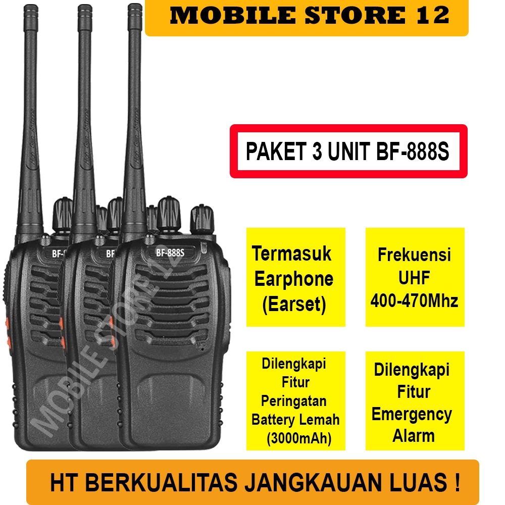 Jual Walkie Talkie 888s Jarak Jauh 0-3km 3000mAh HT Wlan UHF 3 Unit ...